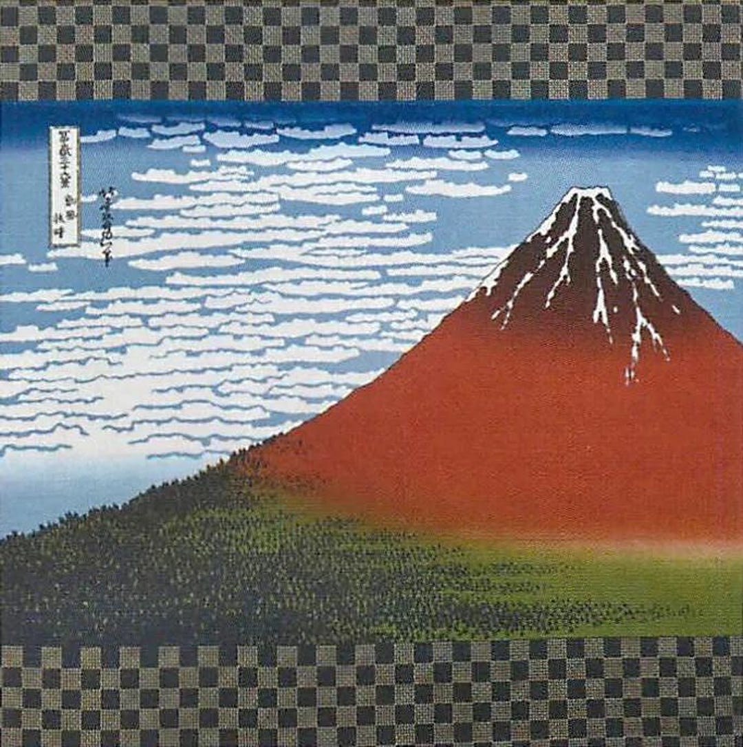 Furoshiki Japanese Red Fuji Cloth | Mount Fuji Wrapping Cloth | Ukiyo-e ...