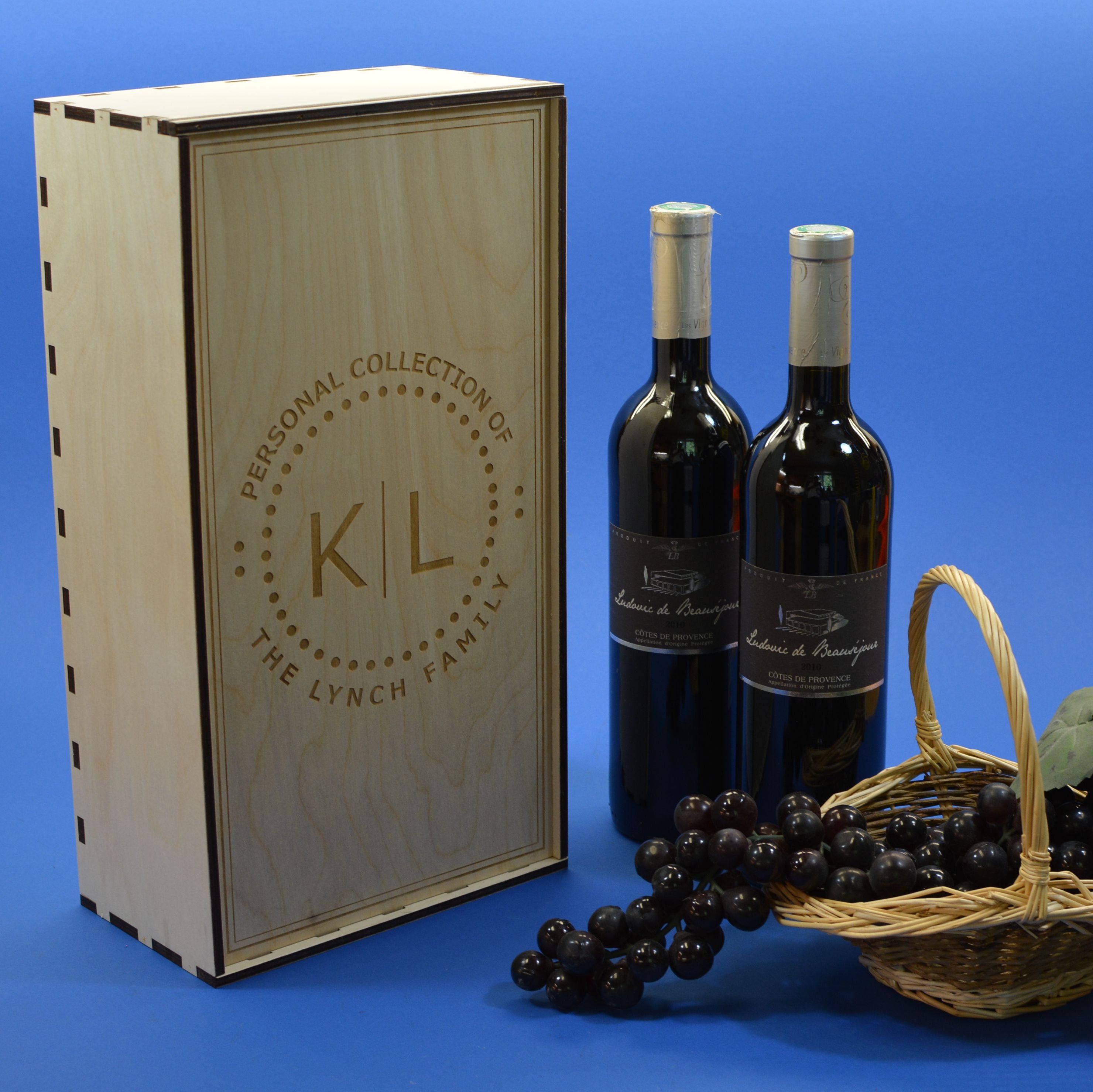 Wood Wine Box for 2 Bottles Personalized by You | Etsy