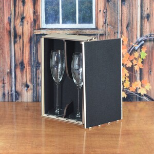 Personalized Wood Wedding Champagne Flute Gift Box With 2 Custom Etched ...