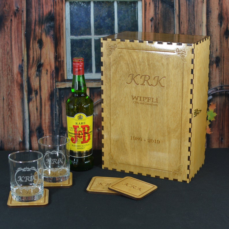 Personalized Liquor Spirits Box Gift Set With 2 Custom Etched - Etsy