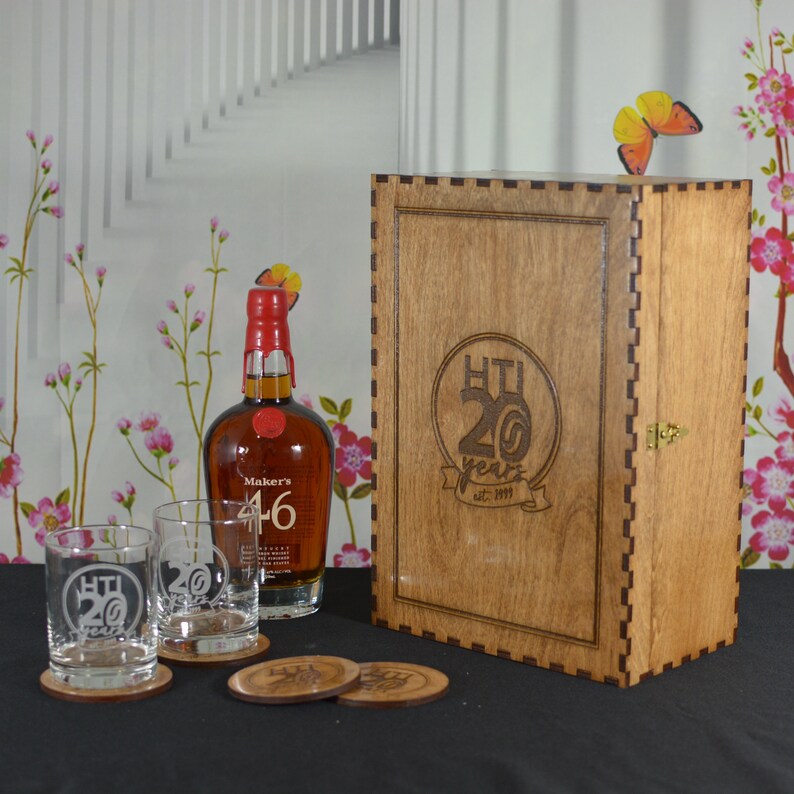 Personalized Liquor Spirits Box Gift Set With 2 Custom Etched - Etsy