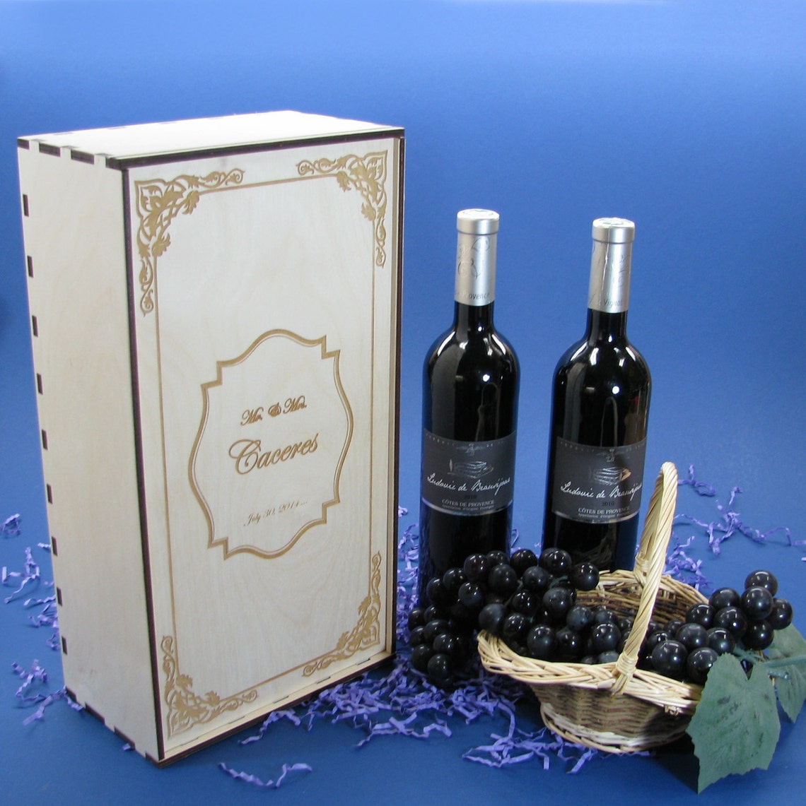 Wood Wine Box for 2 Bottles Personalized by You | Etsy