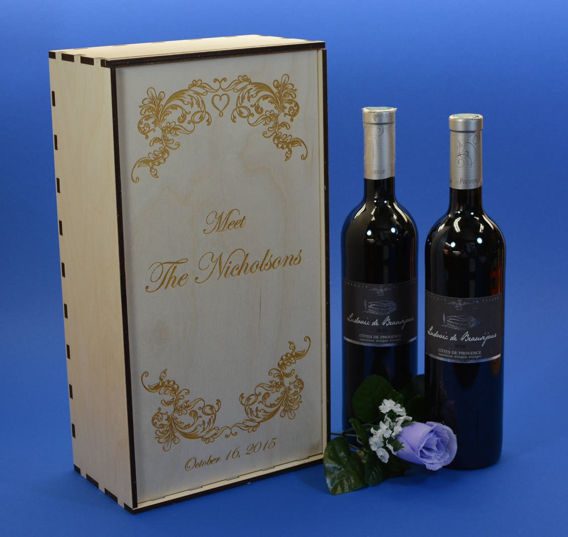 Wood Wine Box for 2 Bottles Personalized by You | Etsy