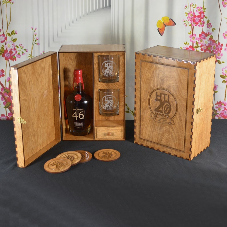 Personalized Liquor Spirits Box Gift Set With 2 Custom Etched - Etsy