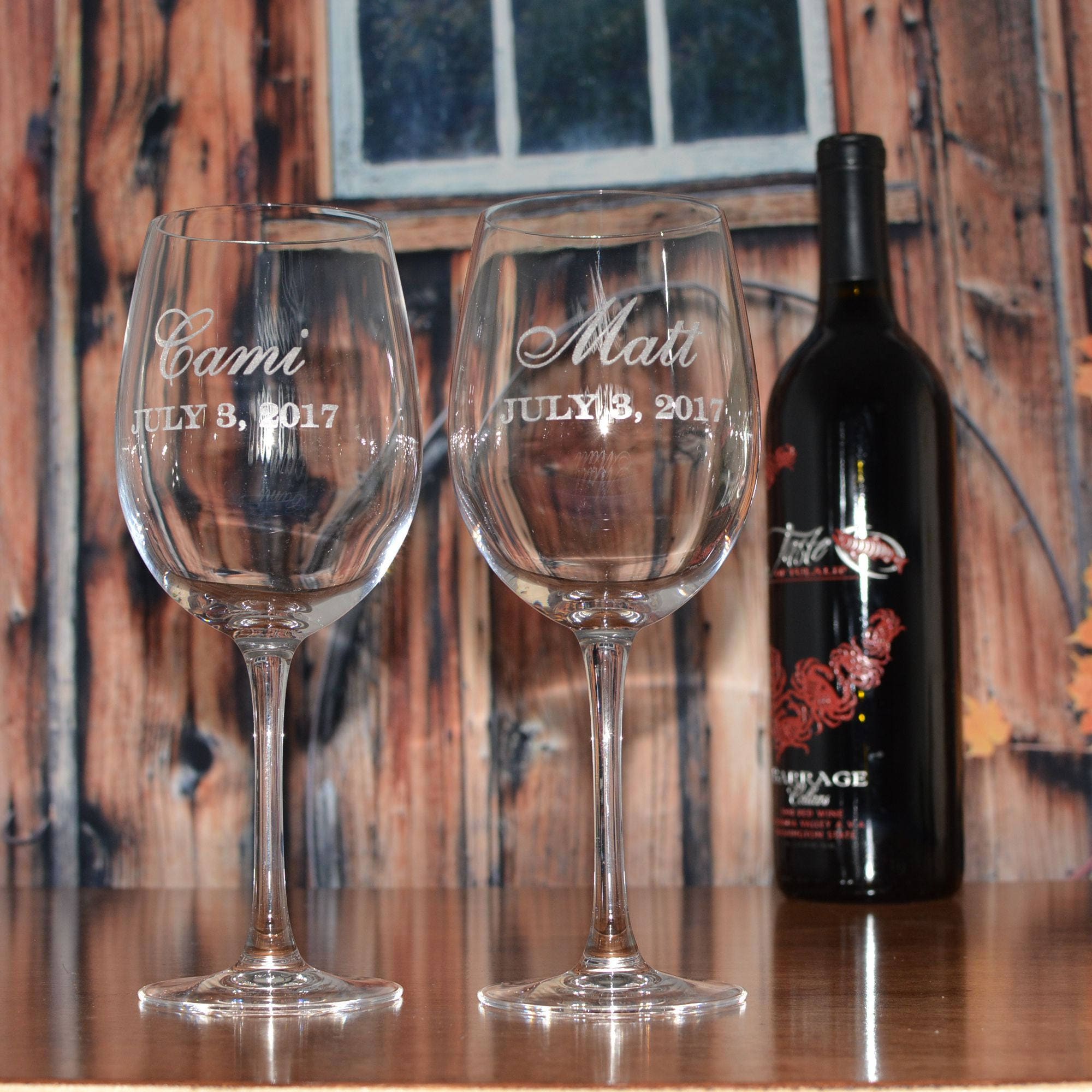 Wood Wine T Box Set With 2 Crystal Wine Glasses Personalized By You