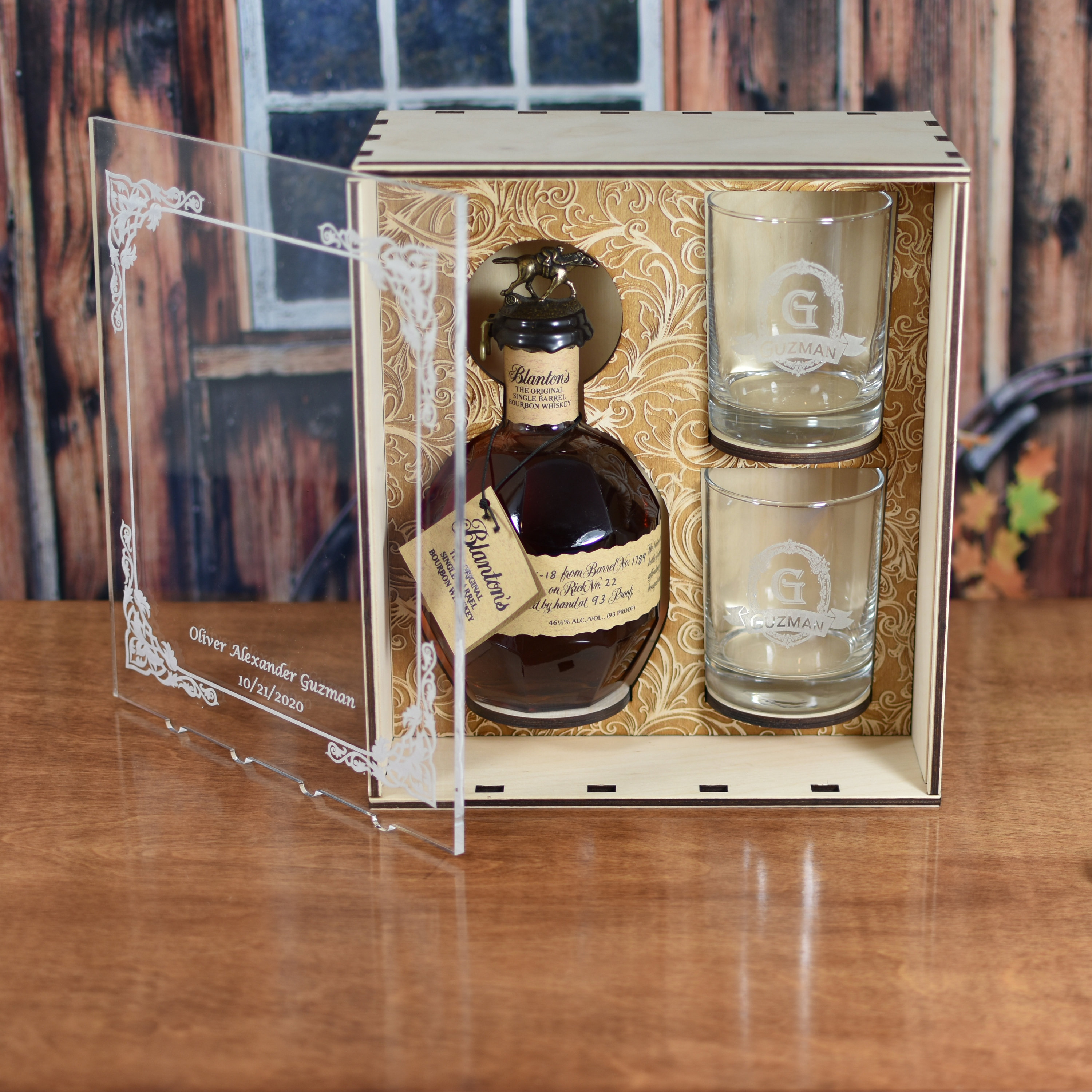 Personalized Custom Wood Whiskey T Box With 2 Etched Etsy