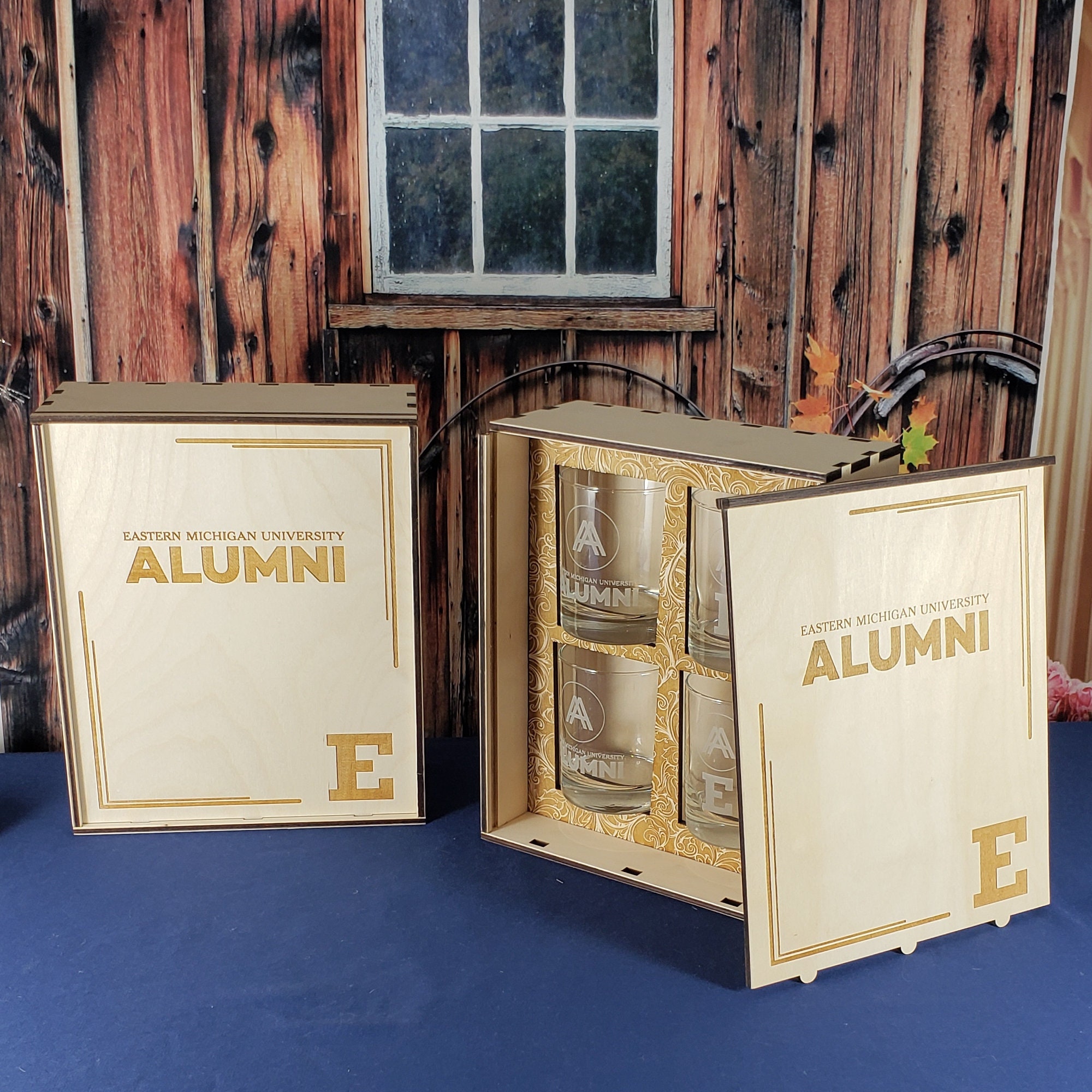 Personalized Wood Gift Box With 4 Glasses of Your Choice - Etsy UK