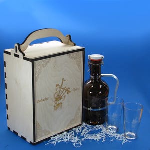Wood Gift Box Set With 2 Liter Grolsch Growler and 2 Pint or Belgian ...