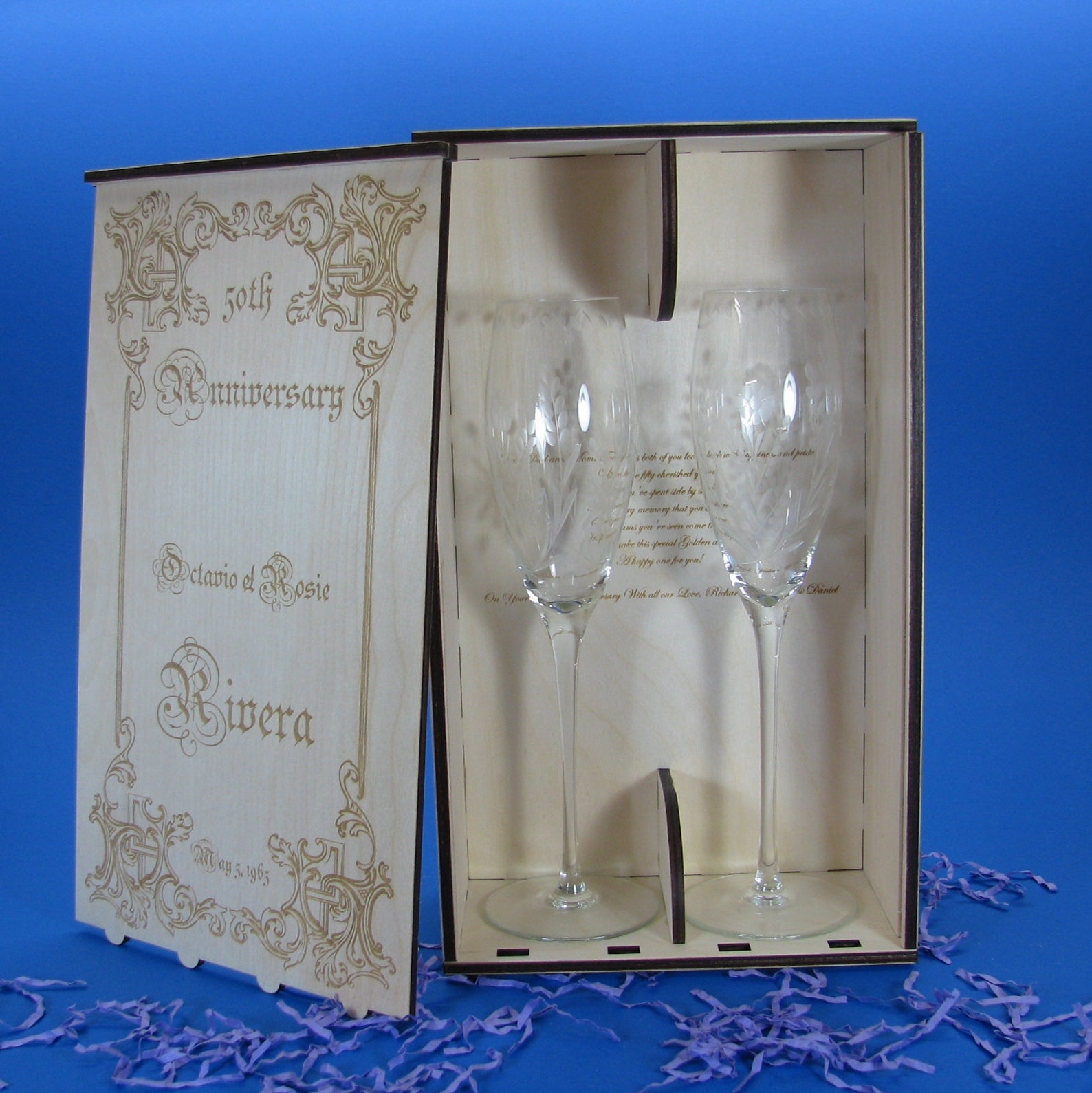Wood Champagne Flute Gift Box Personalized by You for the - Etsy