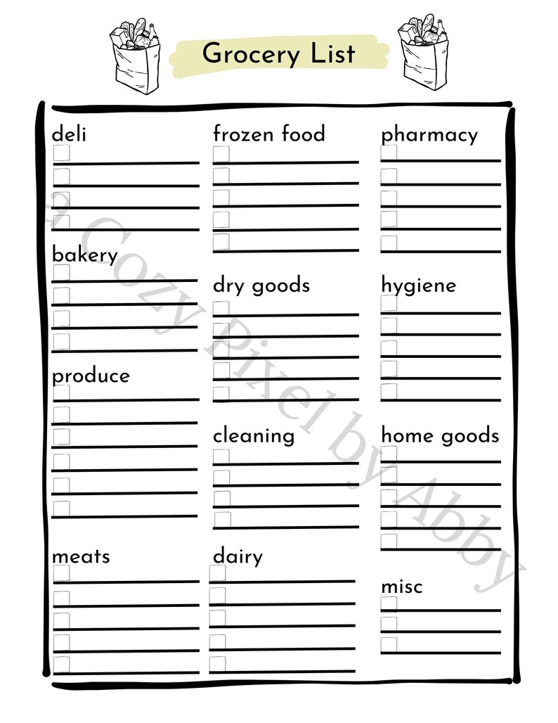 Neurodivergent Grocery List Printable | Sectioned Grocery Planner With ...