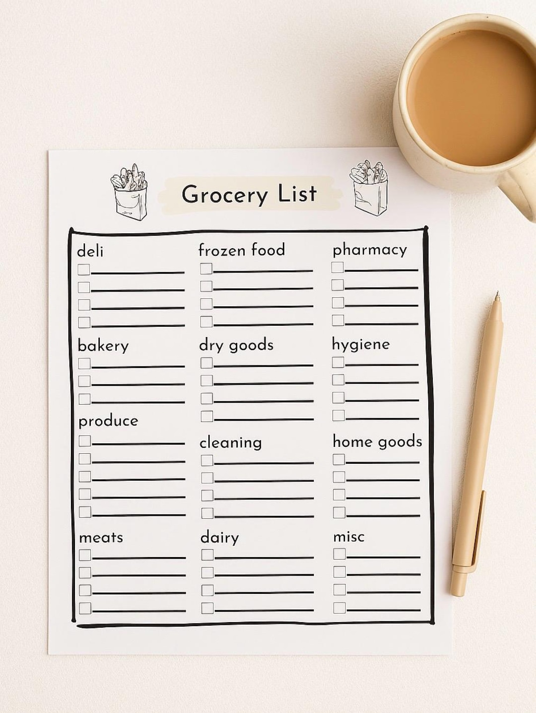 Neurodivergent Grocery List Printable | Sectioned Grocery Planner With ...