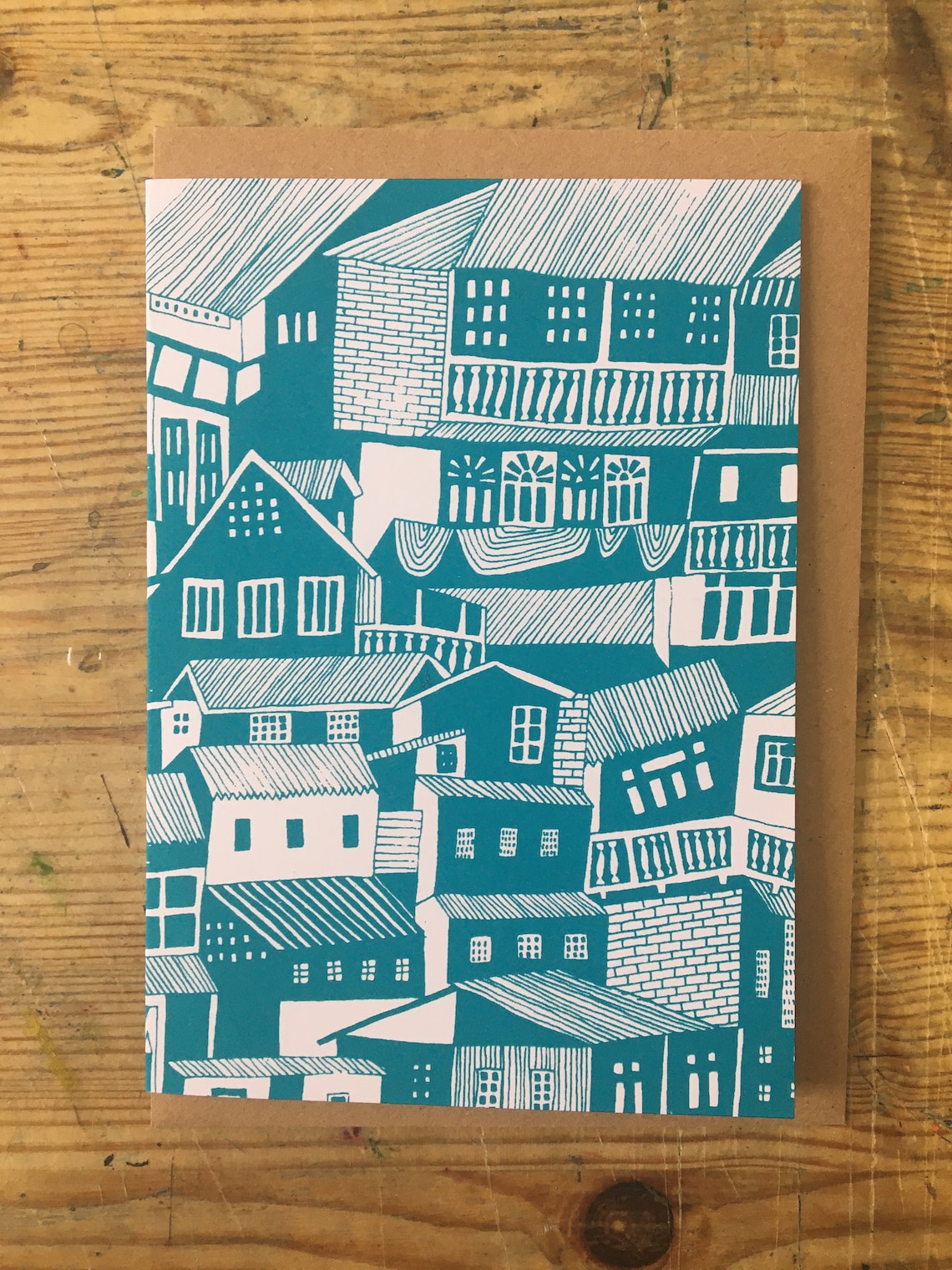 Houses Greetings Card - Etsy
