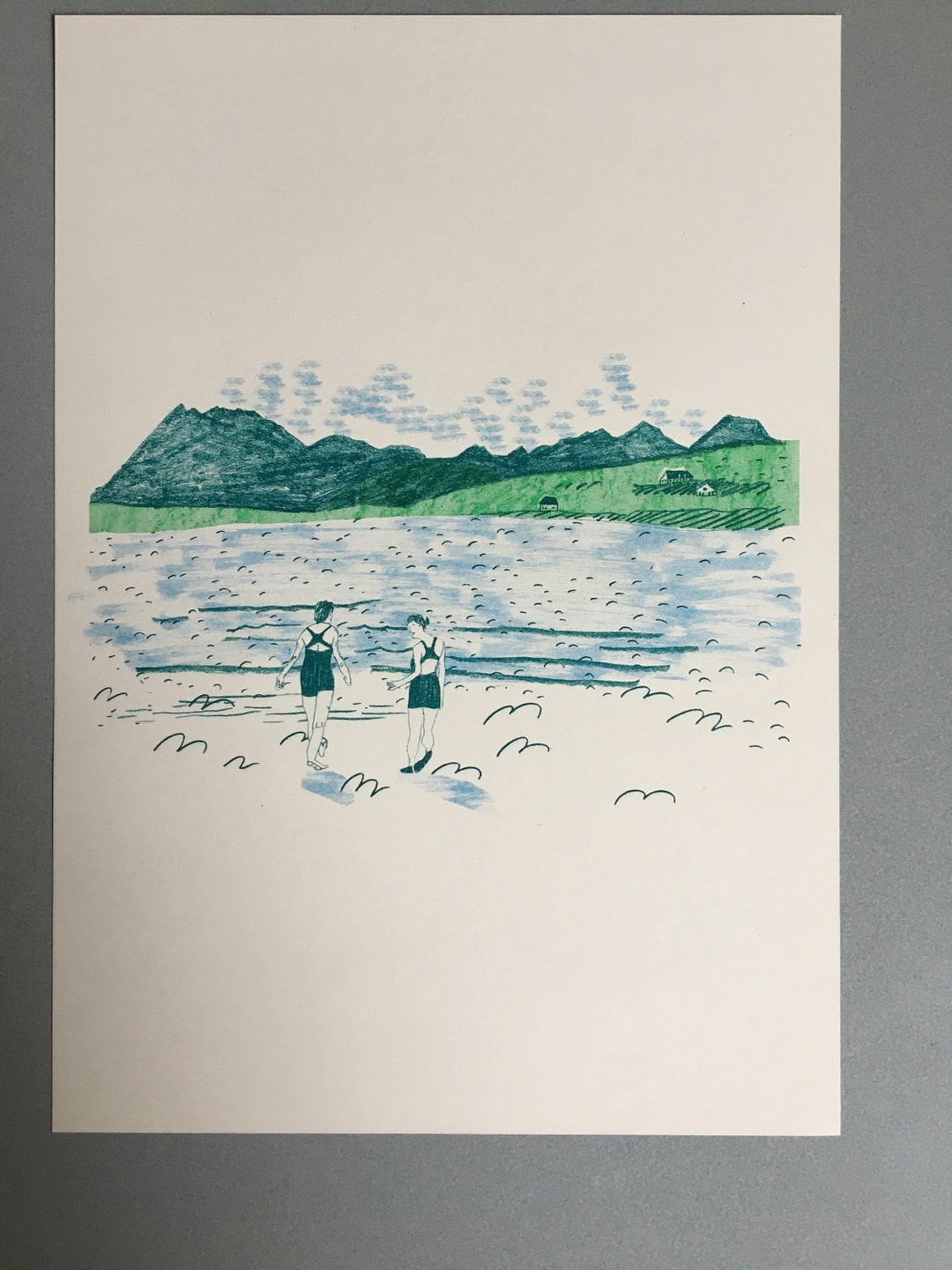 A4 Wild Swimmers Riso Print - Etsy