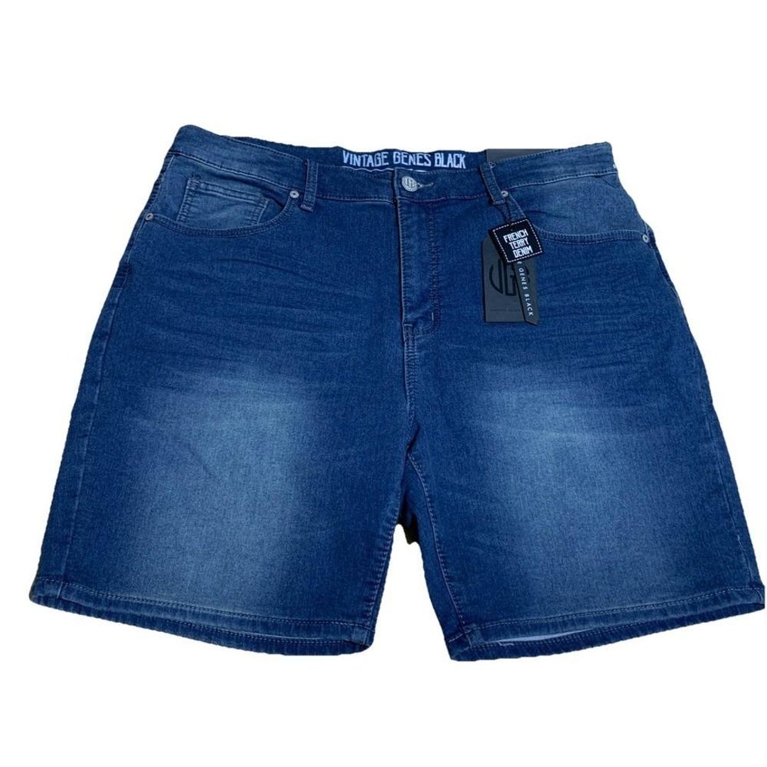 VGB Vintage Genes Black Slim Fit Comfort French Terry Denim Shorts Men ...