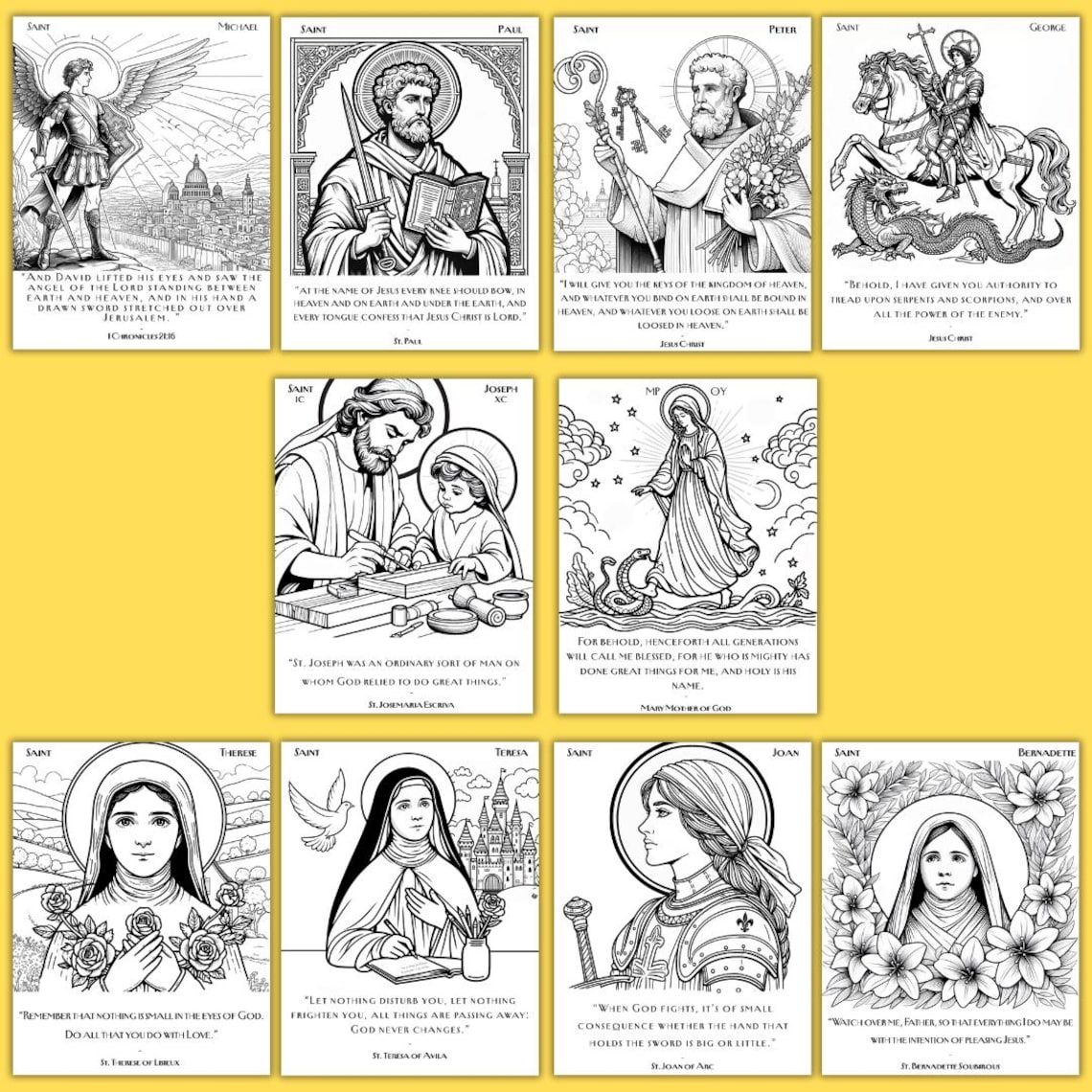 Catholic Saint Coloring Pages for Kids—10 Pages—instant Download - Etsy