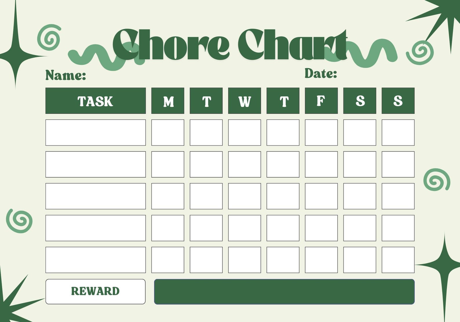 Chore Chart, Printable & Editable Daily Chore Chart, Aesthetic Chore ...