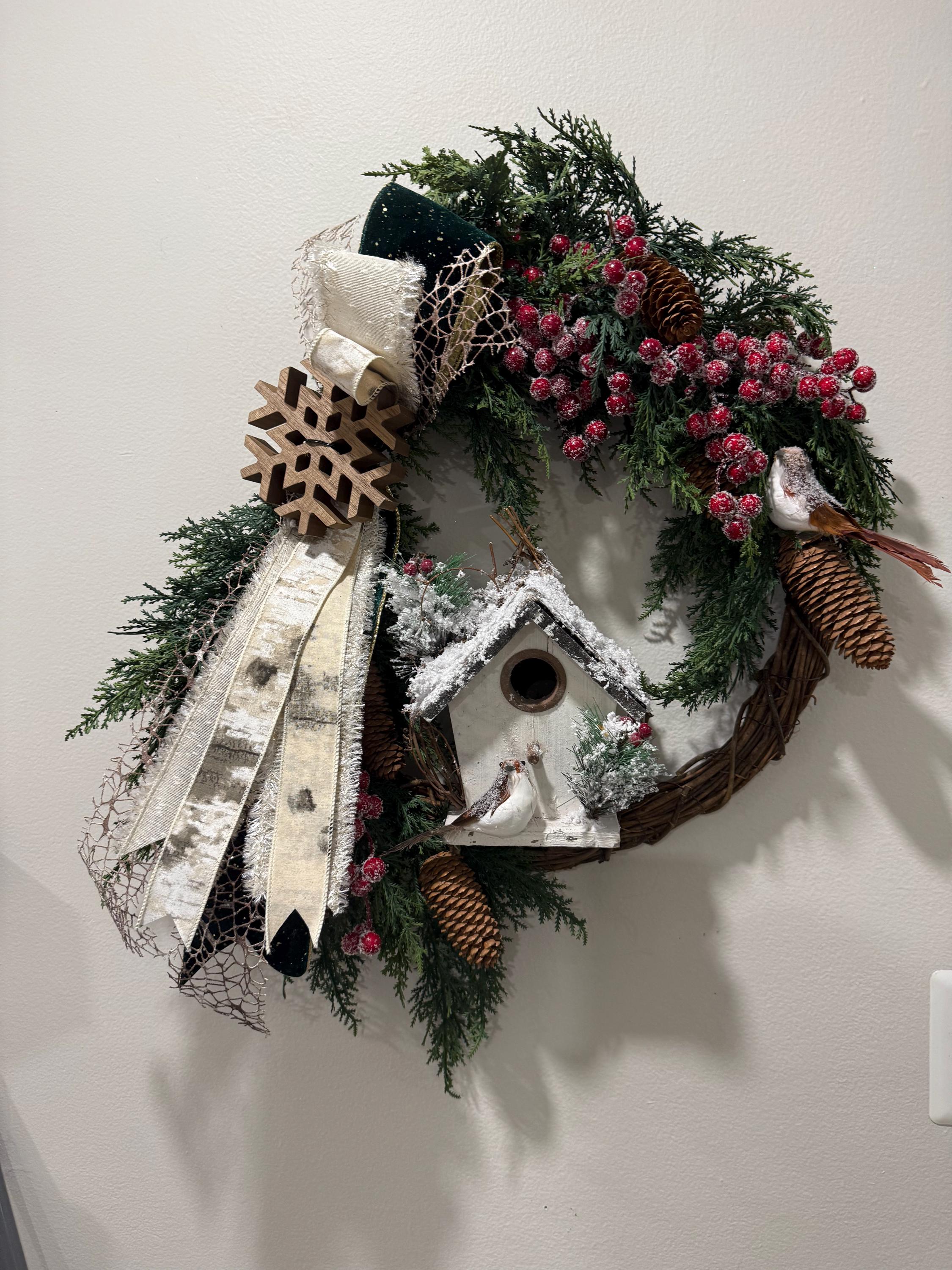 Winter Birdhouse Wreath - Etsy