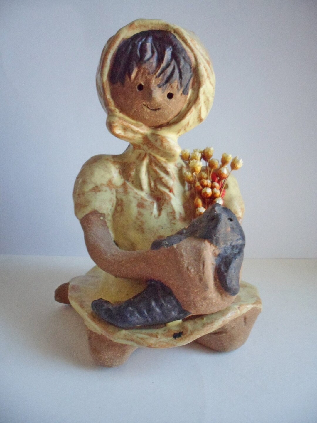 Metlox Pottery NANCY Girl With Dog Poppet Figurine by Helen Slater - Etsy