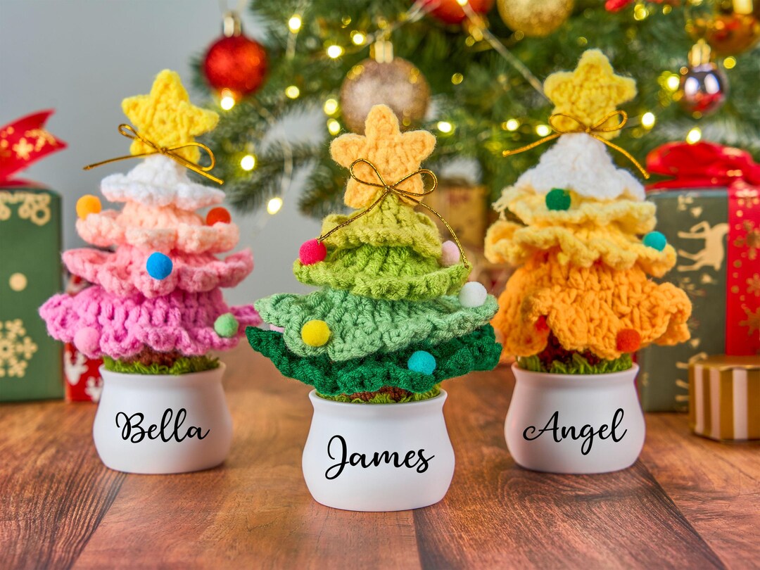 Beautiful Crochet Christmas Tree in Pot, Crochet Santa Claus, Handmade ...