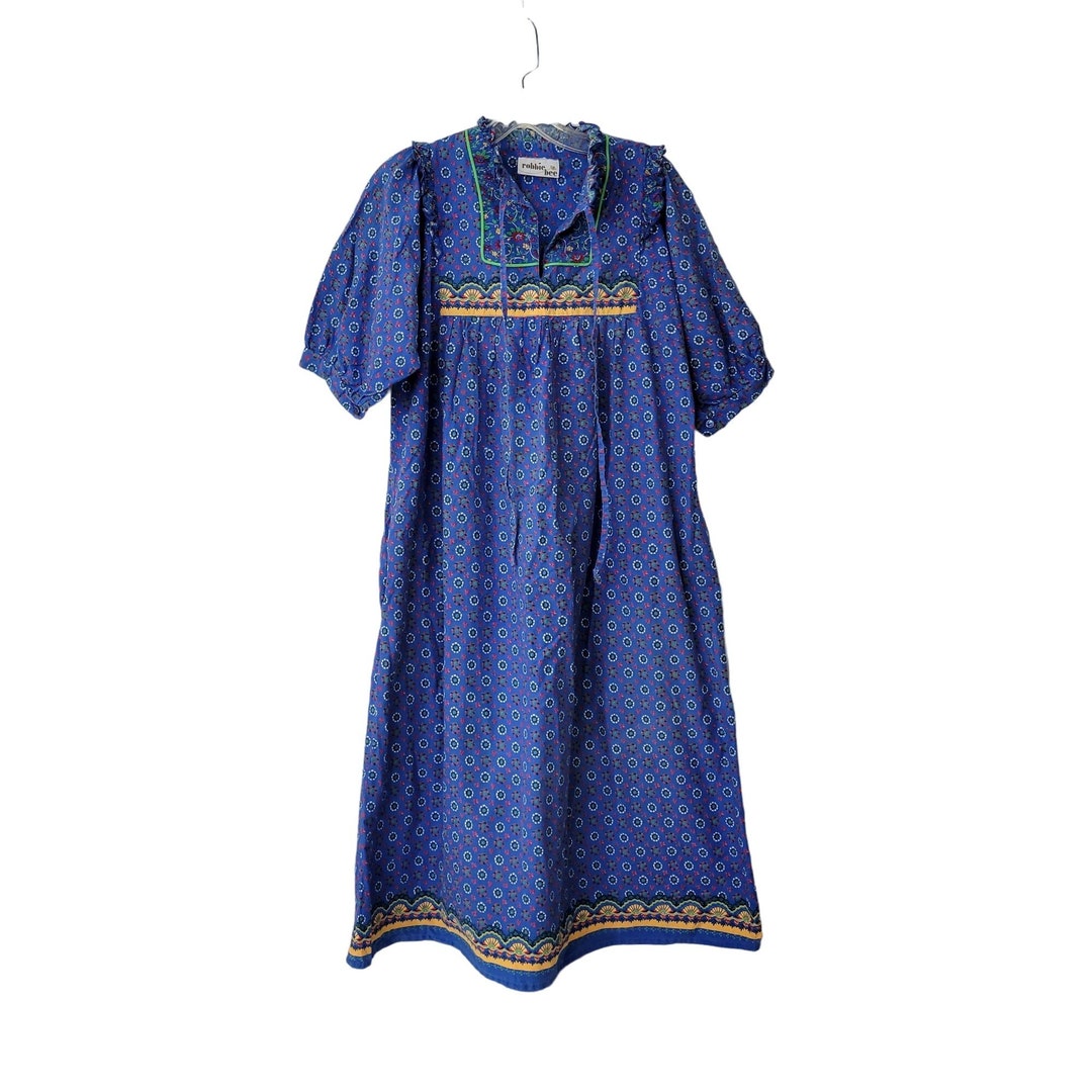 Vintage French Blue Cotton Mumu 1970s - Etsy