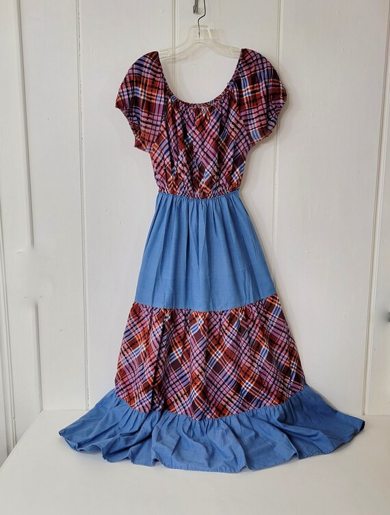 Tiered Boho Maxi Peasant Dress 1970s Milk Maid Cottag… - Gem