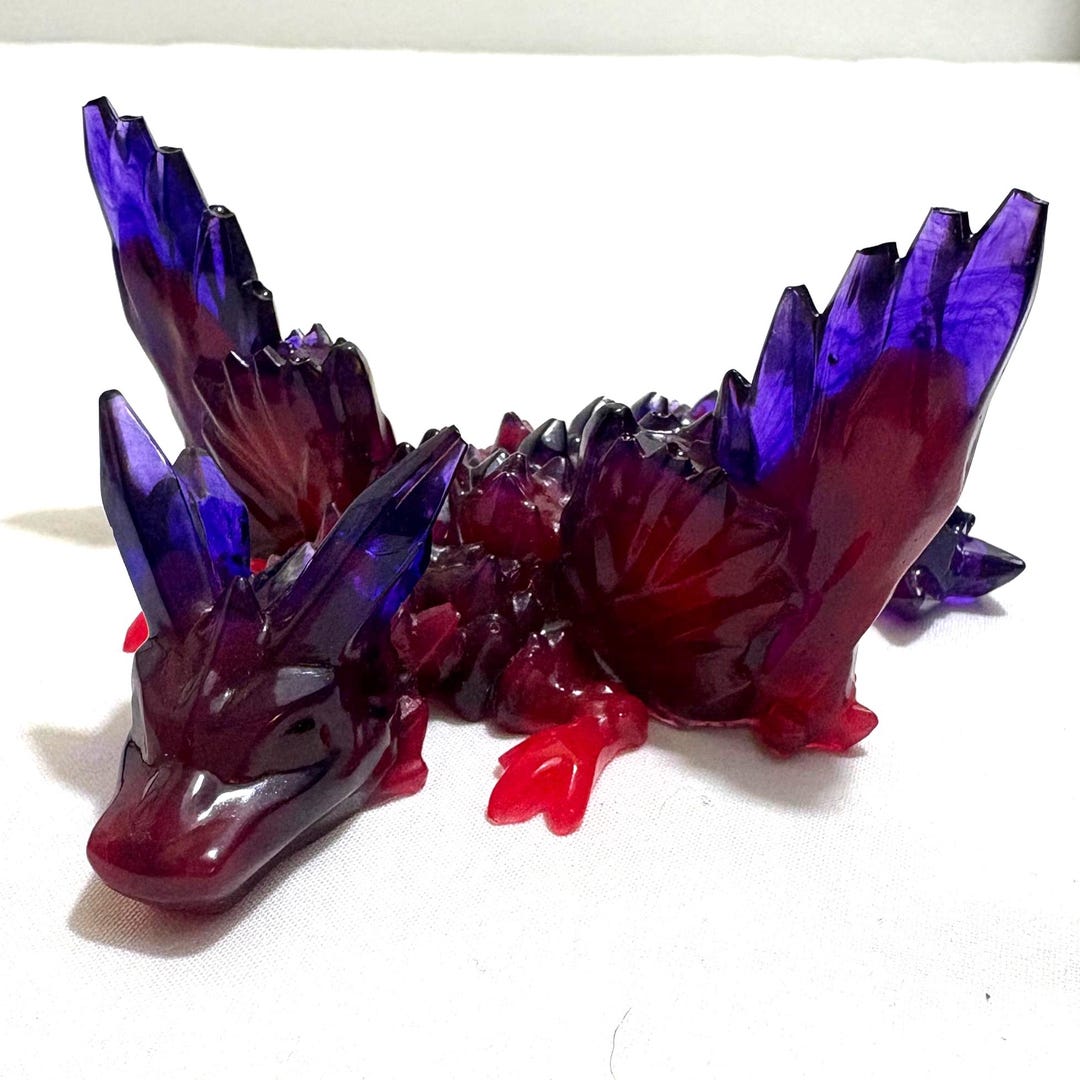 Handmade Purple and Red Crystal Dragon Figurine | Fantasy Crystal ...