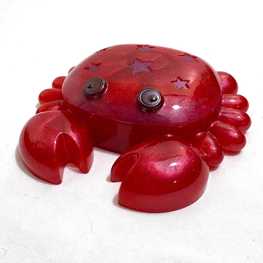 Pearl Red Crab Trinket Box | Handmade Resin Ocean Jewelry Box | Beachy ...