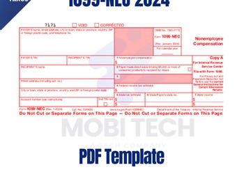 1099 NEC Editable PDF Fillable Template 2024 | With Print and Clear ...