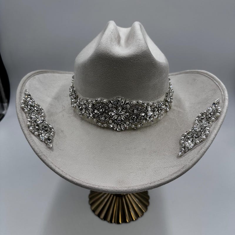 White Embroidered Cowgirl Hat - Etsy