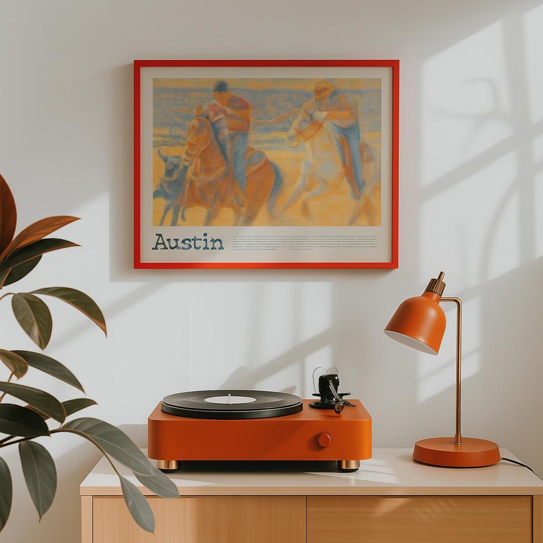 Whimsical Painted Pastel Austin Cowboy Rodeo Print - Chic Wall Art ...