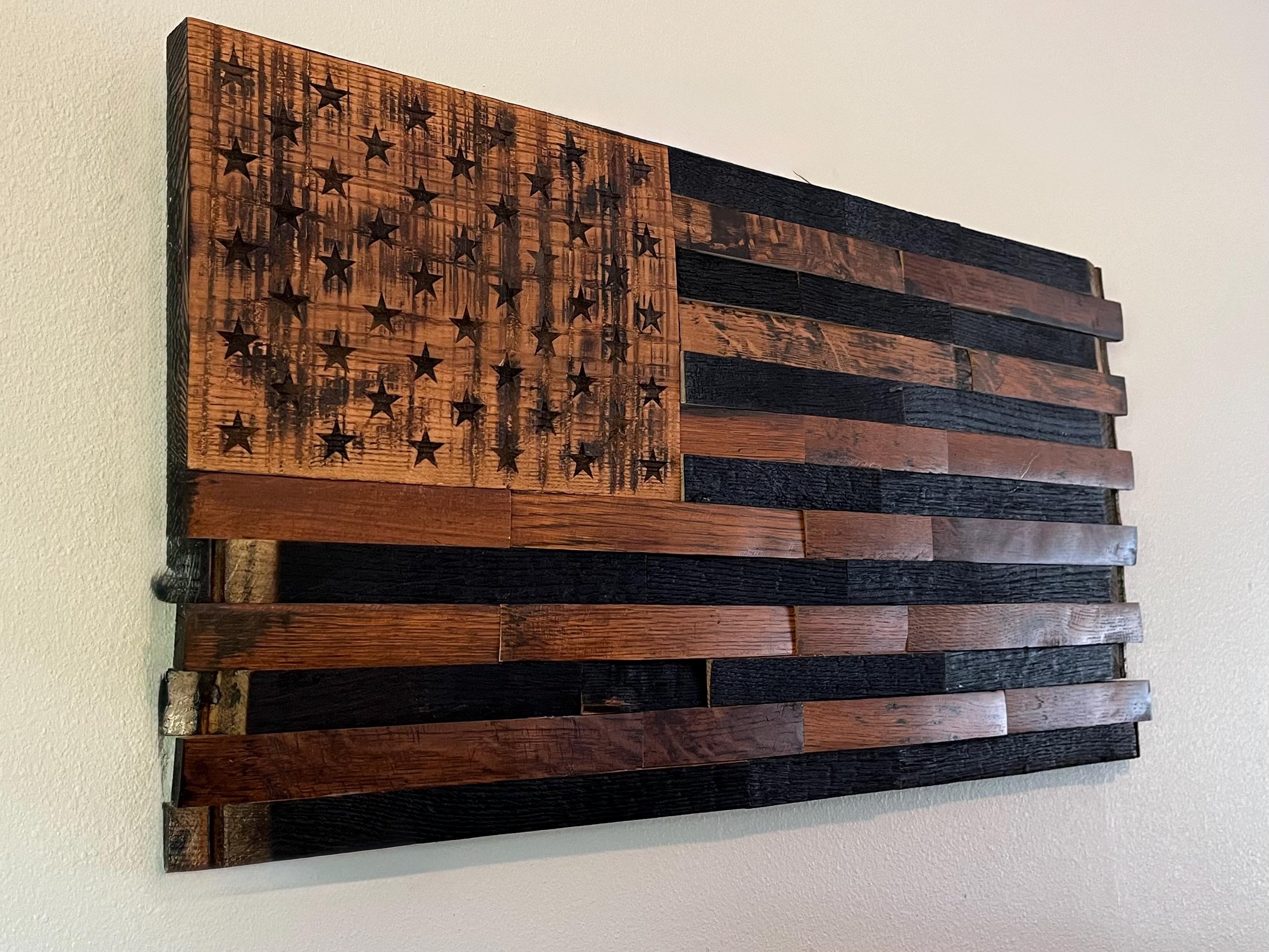 Reclaimed Whiskey Barrel American Flag: Veteran Made Patriotic Decor - Etsy