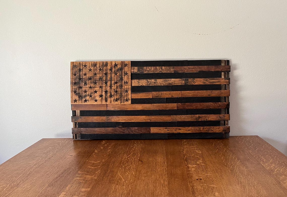 Reclaimed Whiskey Barrel American Flag: Veteran Made Patriotic Decor - Etsy