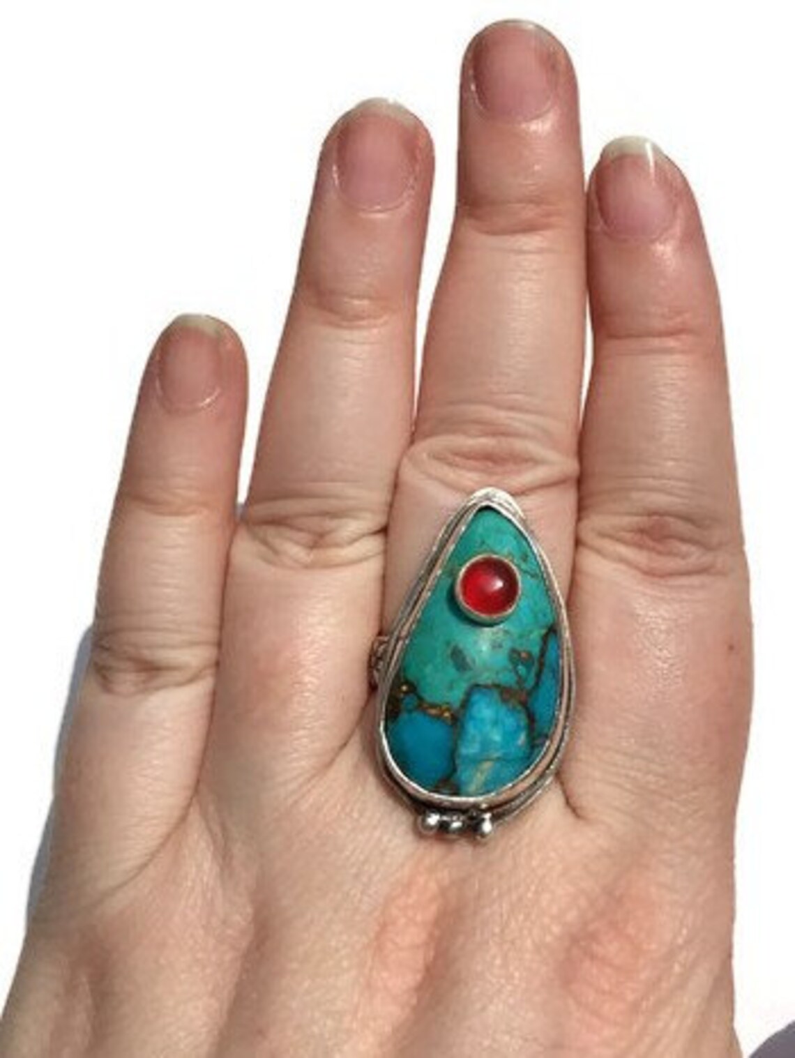 Stone on Stone Ring Real Turquoise Ring Turquoise Carnelian - Etsy
