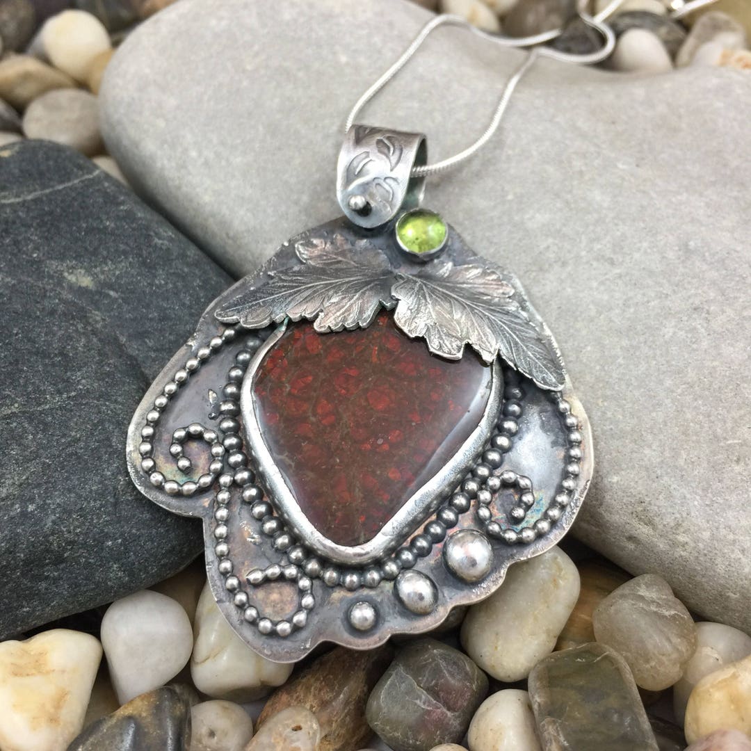 Red Strawberry Ammolite Pendant, Red Dragonskin Ammolite, Red Ammolite ...