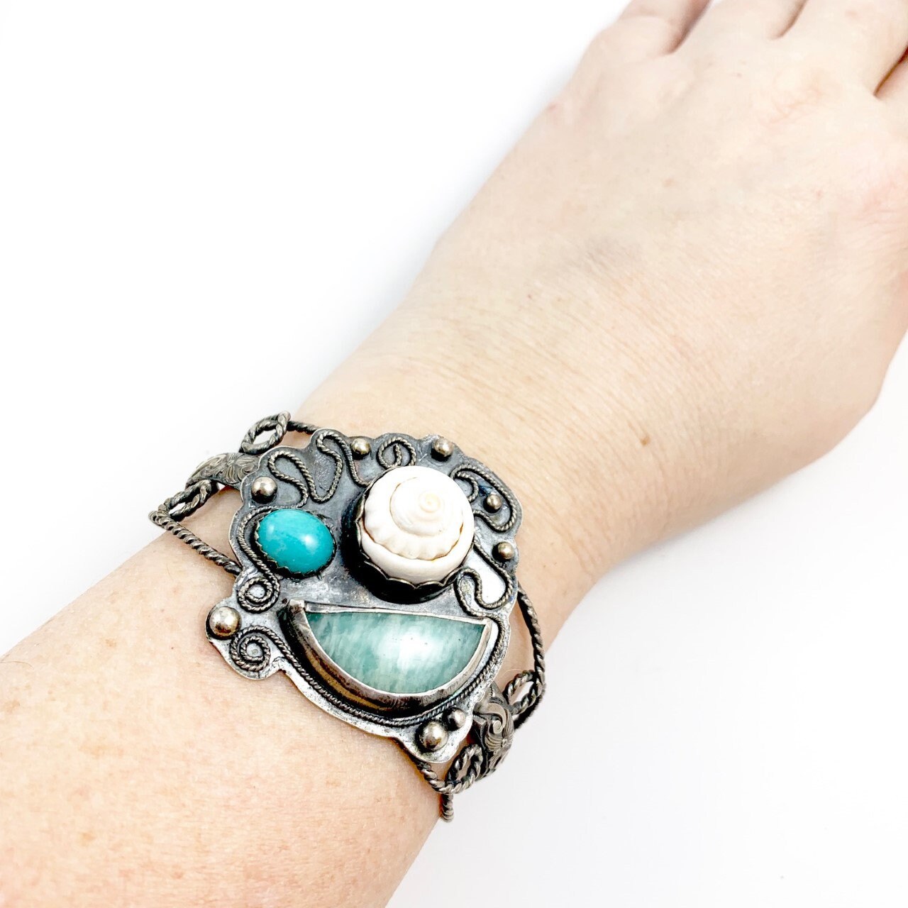 Seaside Cuff, Mermaid Style Cuff, Ocean Bracelet, Amazonite Cuff - Etsy