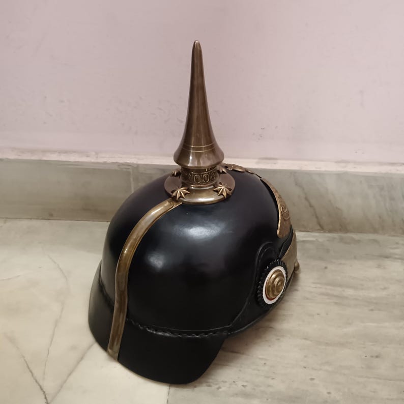 Handmade German Imperial Pickelhaube Helmet: Wearable Leather Officer ...