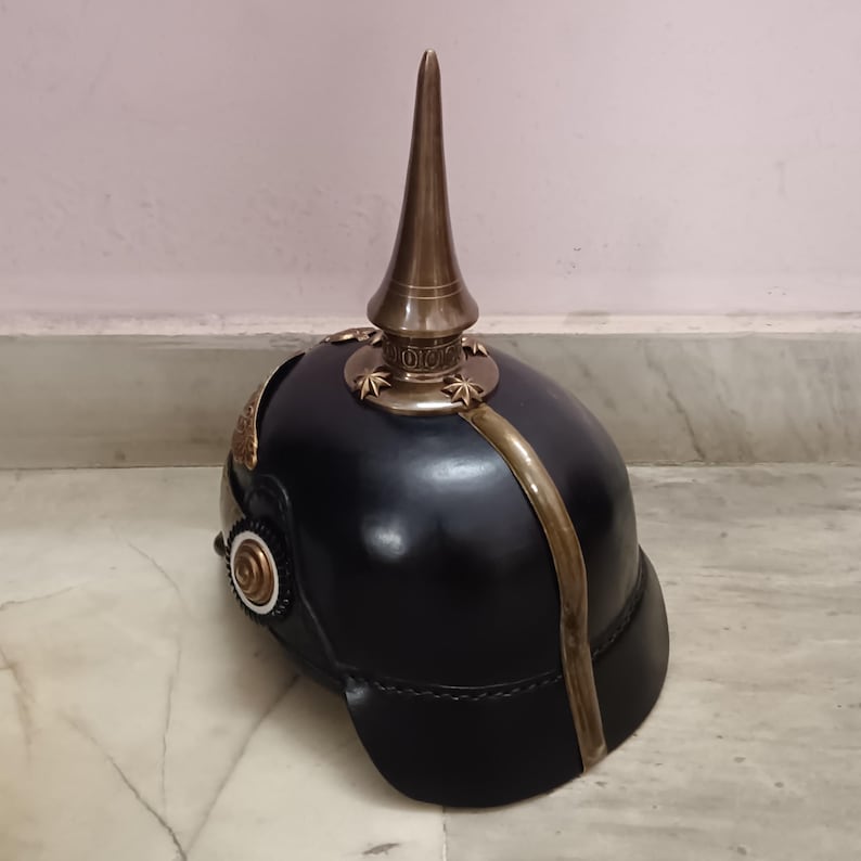 Handmade German Imperial Pickelhaube Helmet: Wearable Leather Officer ...