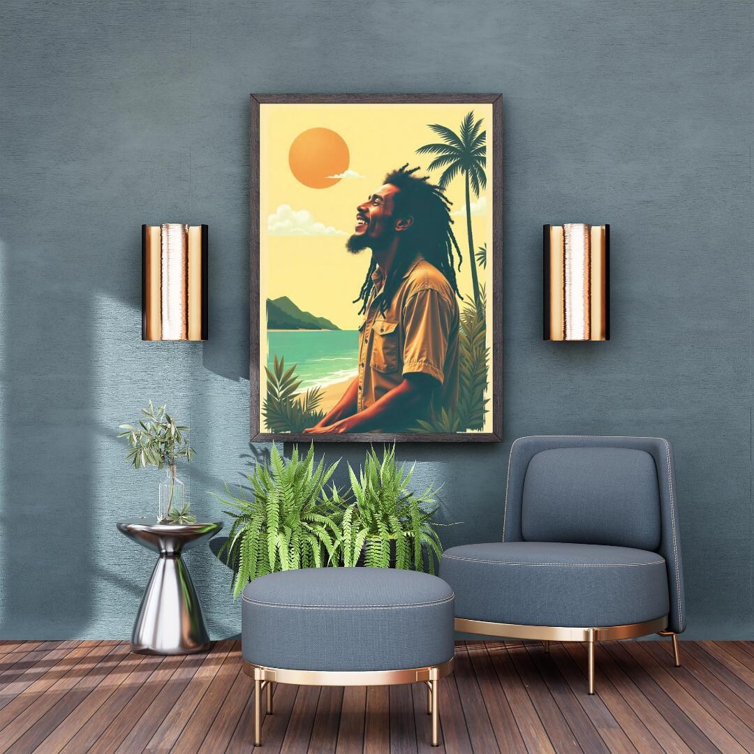 Rasta Poster Print – Modern Reggae Inspired Wall Art | Chic Ganja Leaf ...