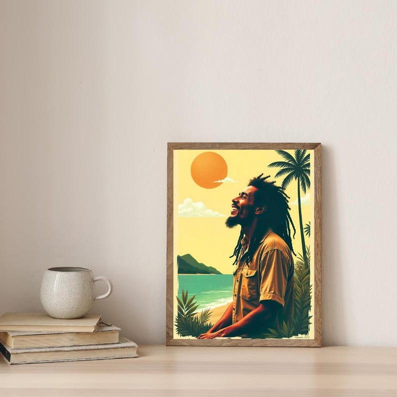 Rasta Poster Print – Modern Reggae Inspired Wall Art | Chic Ganja Leaf ...