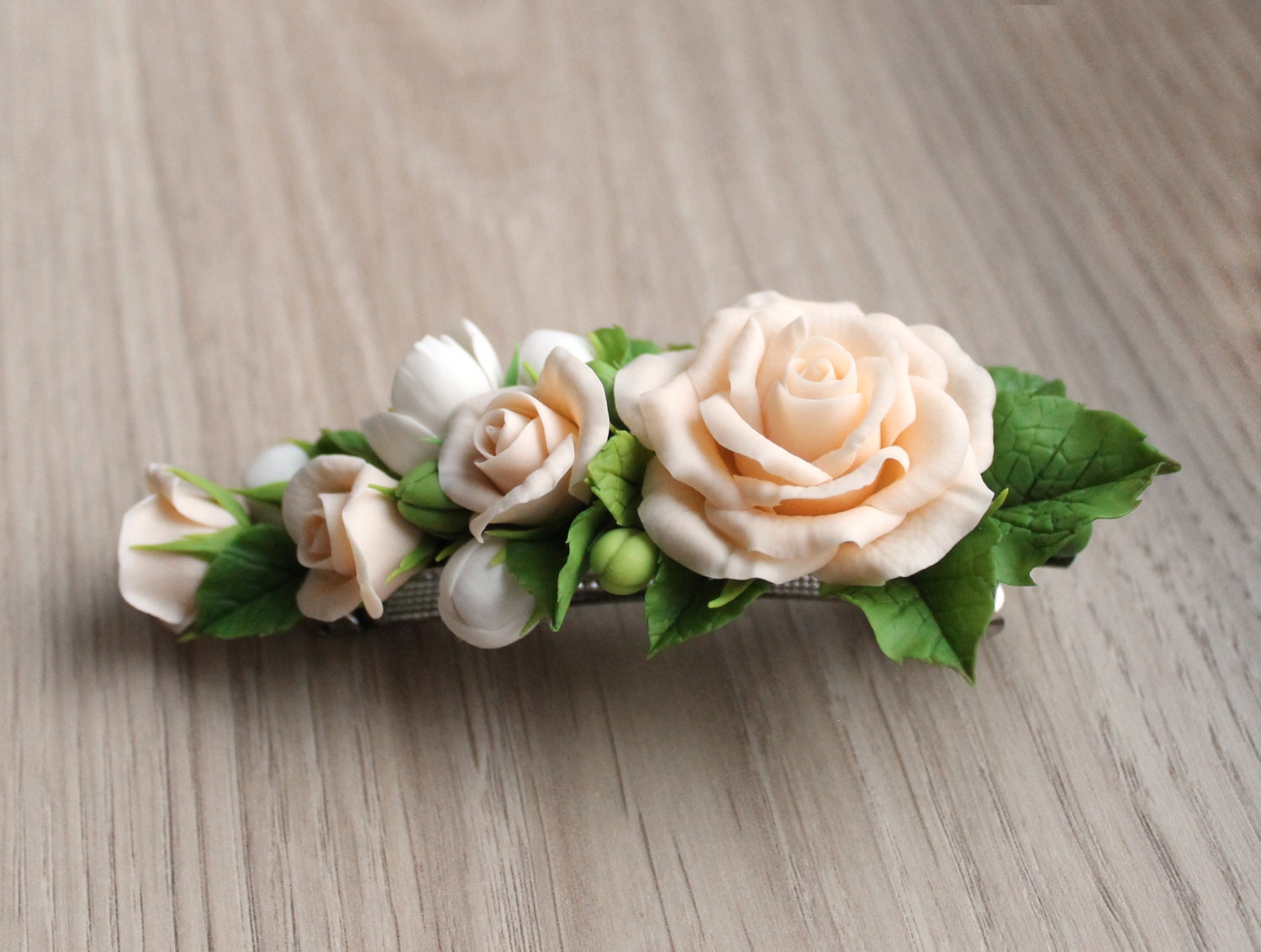 Rose barrette flower floral barrette bridal barrette | Etsy