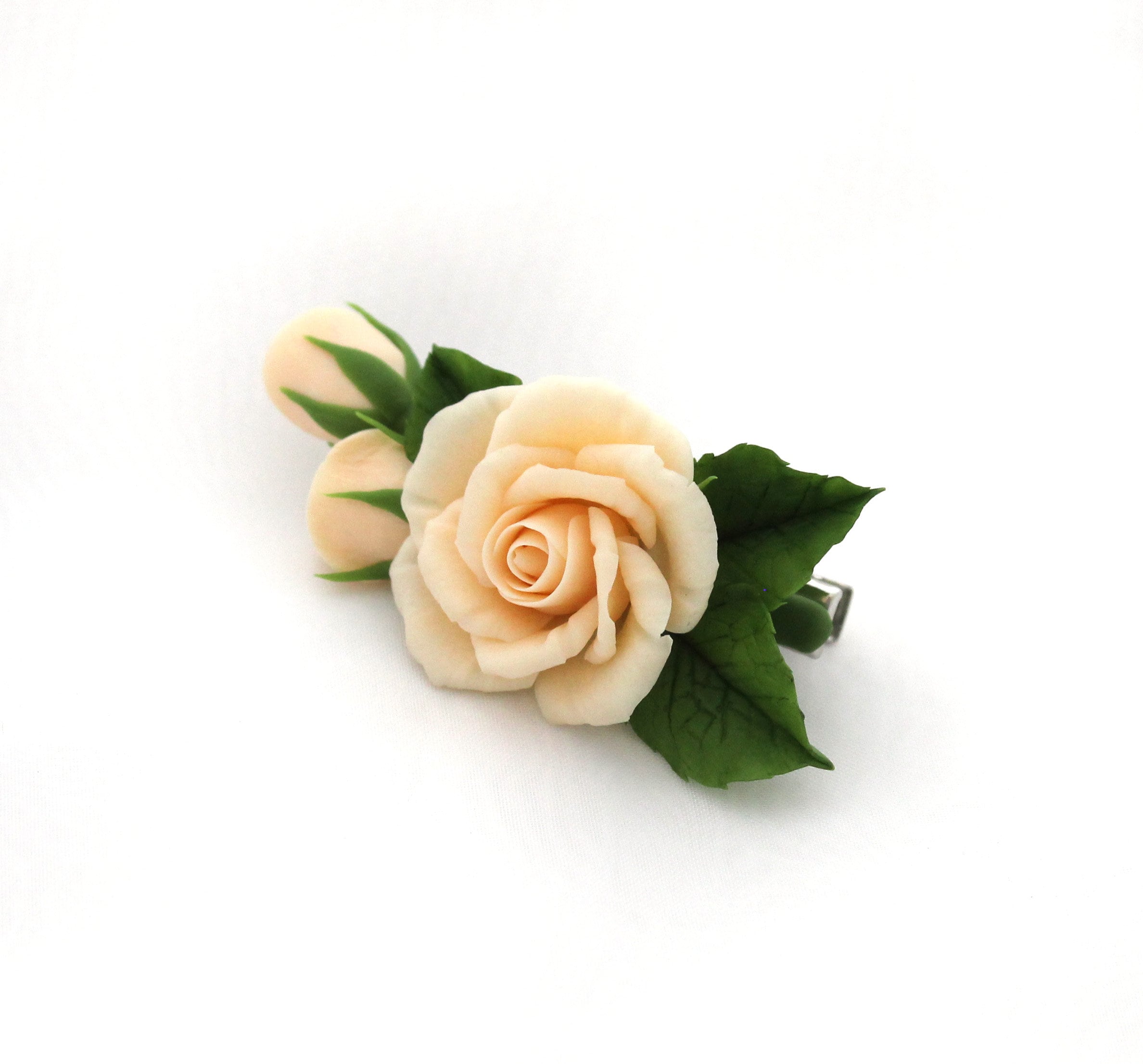 Hair Clip With a Beige Rose, Rose Hair Clip, Beige Rose, Floral Jewelry ...