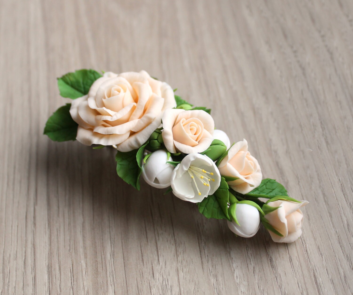 Rose barrette flower floral barrette bridal barrette | Etsy