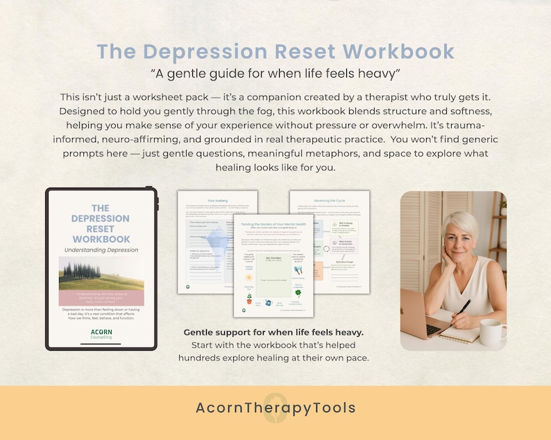 Printable Depression Workbook | Mental Health Journal PDF for Self-help ...