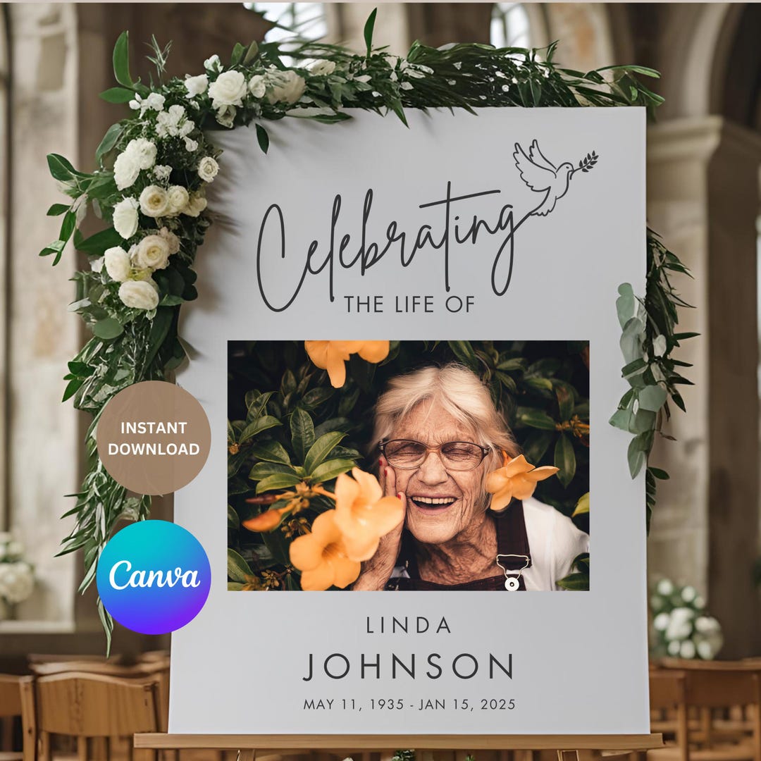 Memorial Welcome Sign, Celebration of Life Photo Display (canva ...