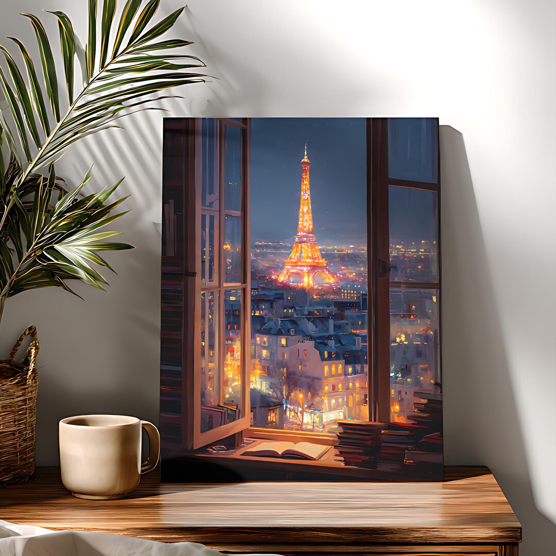 Paris in Window Paint by Numbers Kit: Eiffel Tower DIY Acrylic Painting ...