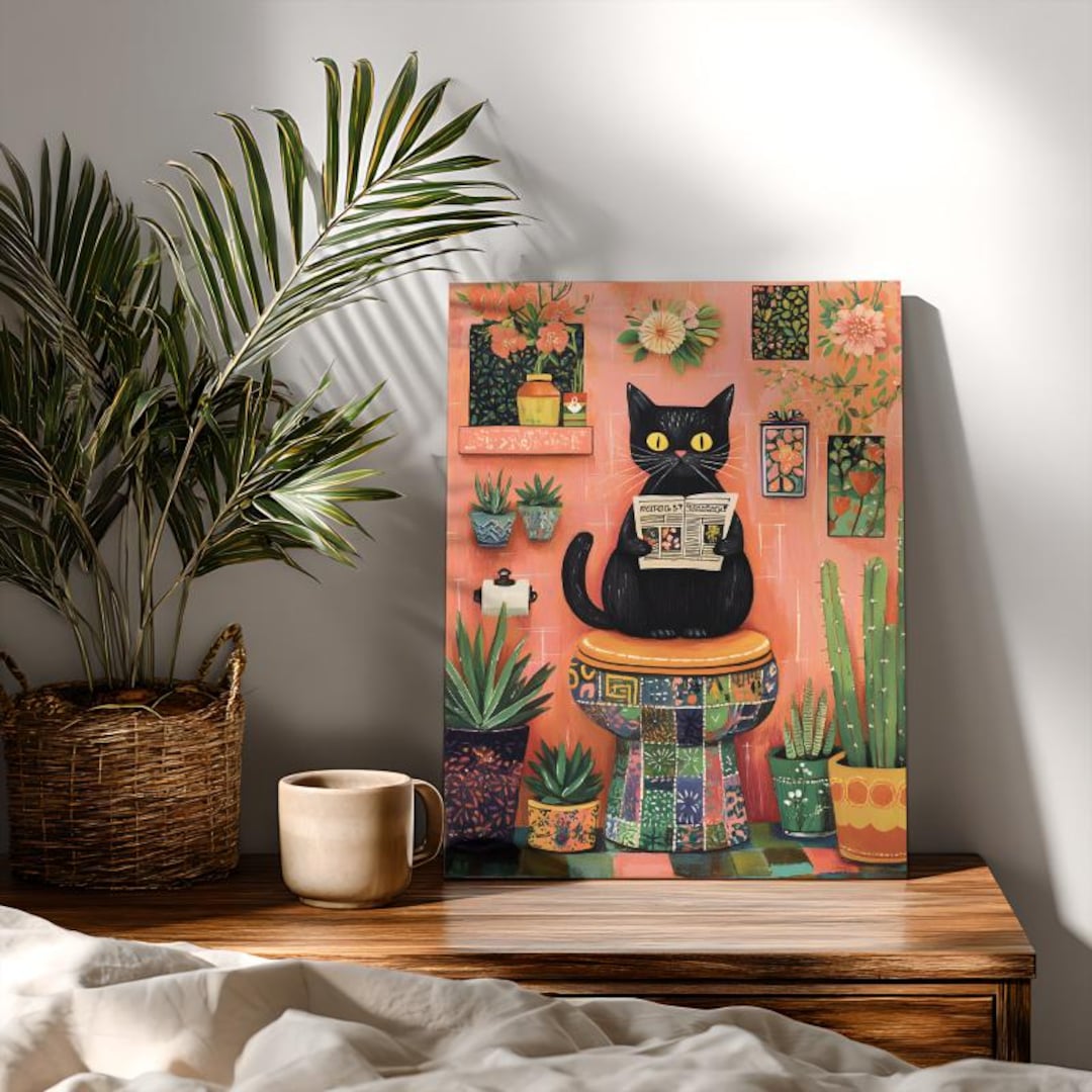 Cat on Toilet Paint by Number Kit, Cat DIY Paint by Numbers Adult ...