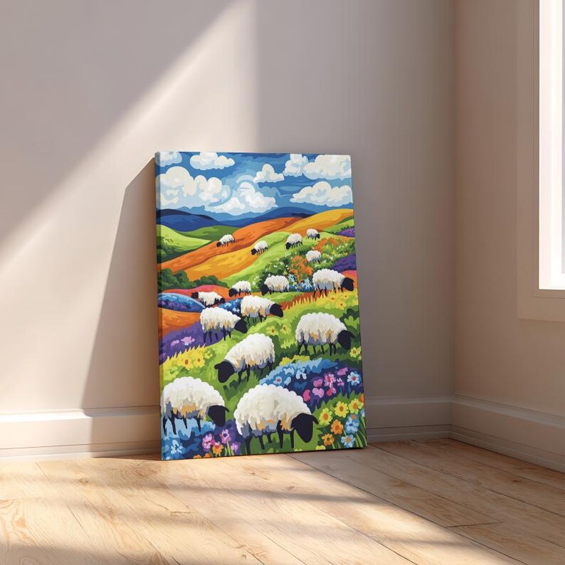 Colorful Sheep Paint by Numbers Kit, Sheep DIY Acrylic Painting on ...