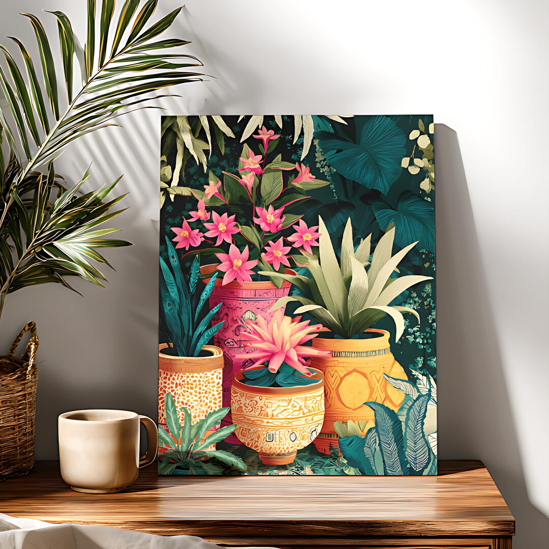 Potted Plants Paint by Numbers Kit: Vintage Beginner DIY Acrylic ...