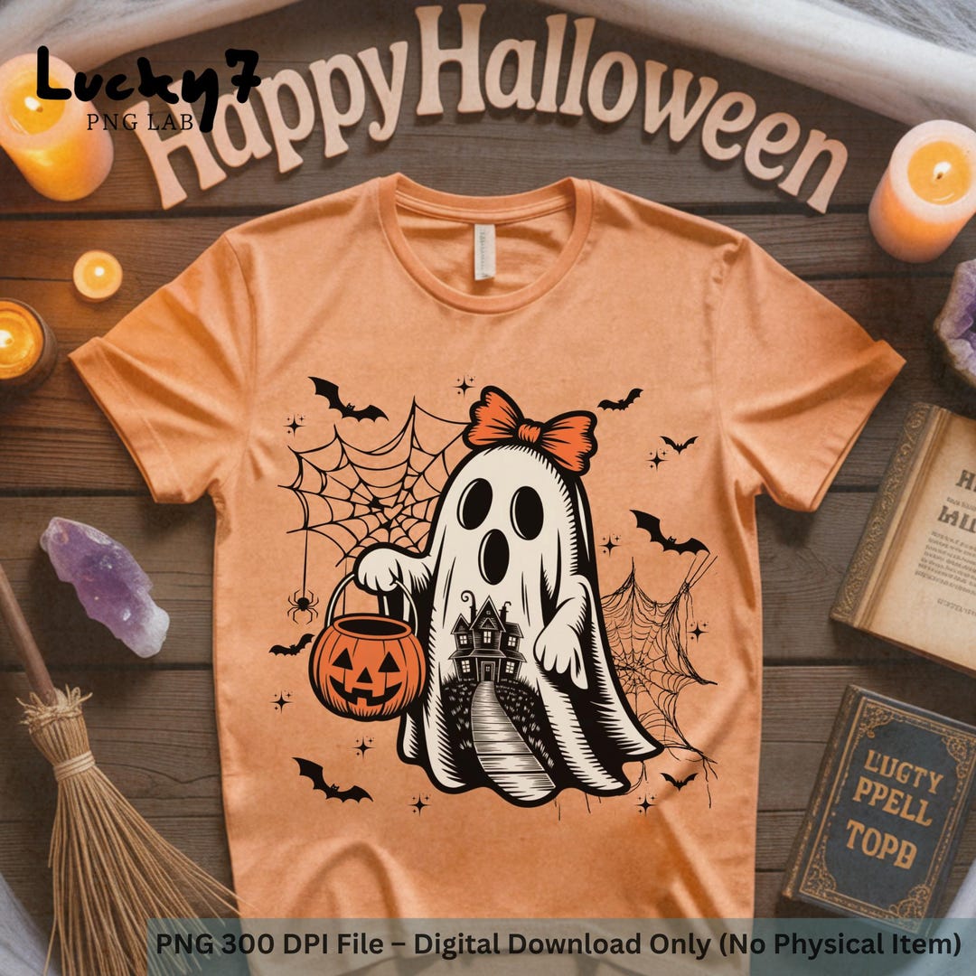 Vintage Halloween Ghost PNG: Woodcut Pumpkin, Haunted House ...