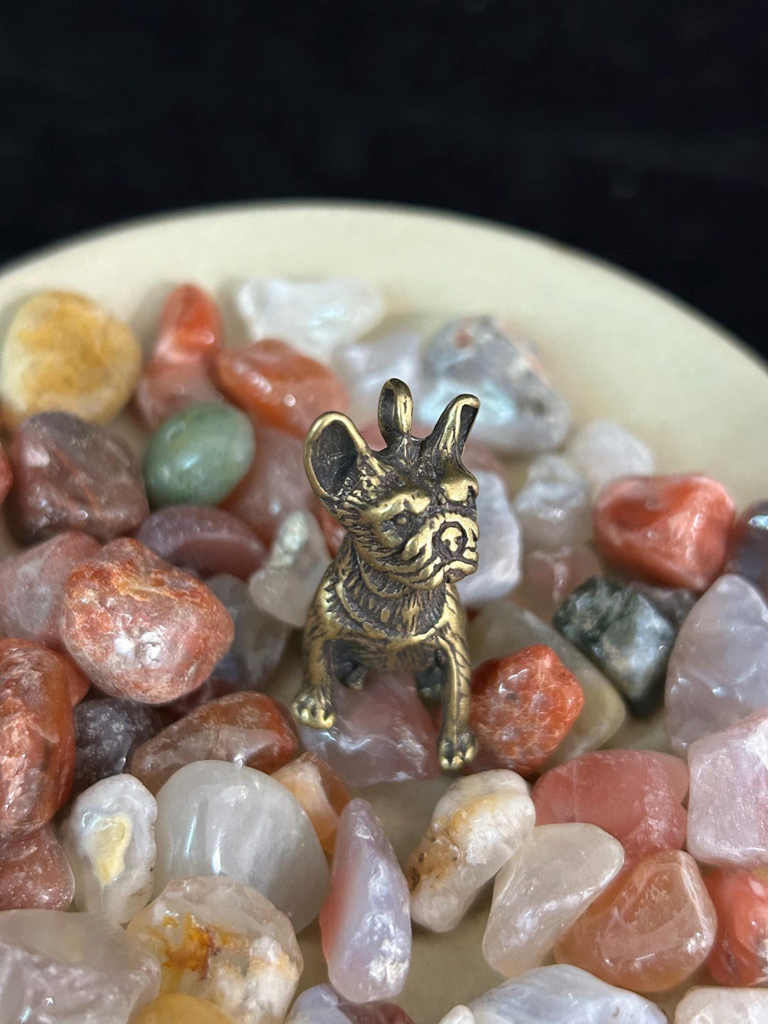 Solid Brass Lucky Dog Statue Pendant Fortune Animal Figure Table ...